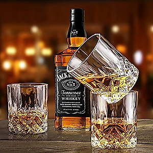 OPAYLY Whiskey Glasses Set of 4, Rocks Glasses, 10 oz Old Fashioned Tumblers for Drinking Scotch Bourbon Whisky Cocktail Cognac Vodka Gin Tequila Rum Liquor Rye Gift for Men Women at Home Bar