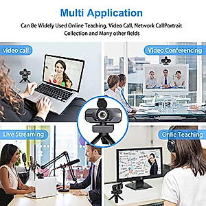 Webcam with Microphone for Desktop, 1080P HD USB Computer Cameras with Privacy Cover&Webcam Tripod, Streaming Webcam with Flexible Rotatable Wide Angle Webcam for PC Zoom Video/Gaming/Laptop/Skype