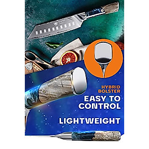 Dalstrong Santoku Knife - 7 inch - Valhalla Series - 9CR18MOV High Carbon Steel - Vegetable Knife - Celestial Resin & Wood Handle - w/Leather Sheath