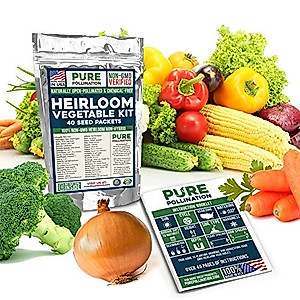 16,500 Non GMO Heirloom Vegetable Seeds Survival Garden 40 Variety Pack