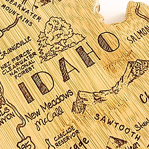 Totally Bamboo Destination Idaho State Shaped Serving and Cutting Board, Includes Hang Tie for Wall Display