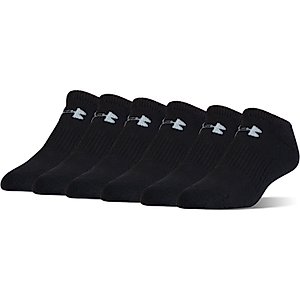 Under Armour Men`s HeatGear Performance Athletic No Show Socks, 6 Packs (Black (UR594-0999) / Anthracite/Black, Large (Men's 9-12.5))