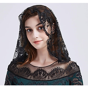 Lace Church Veil Headcovering Latin Mass (Elegant Black)