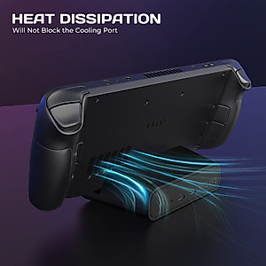 MEPATEM Steam Deck Dock Stand, Dock Base for Steam Deck Console, Steam Deck Accessories with 90°Angle USB-C Cable, 45W Fast Charger Docking Station, Anti-Slip Holder for Valve Steam Deck