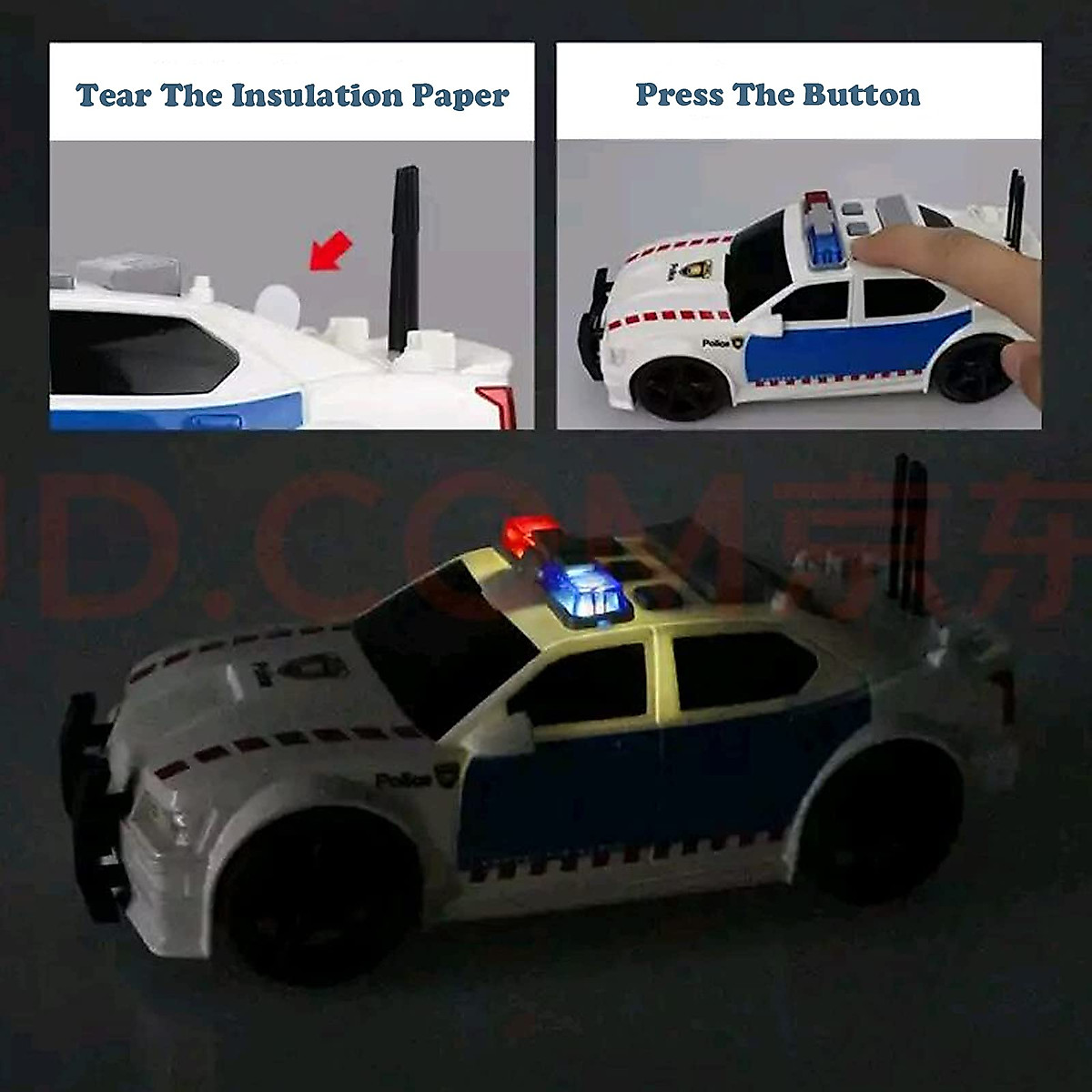 YEAM Police Car Toy Plastic Pursuit Rescue Vehicle with Sirnes Sound and Light for Kids Toddlers Boys 1:20 (Blue)
