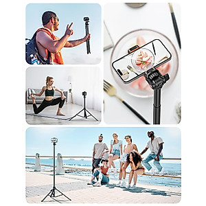 71'' Phone Tripod & Selfie Stick, Tripod for iPhone with Detachable Remote, Portable Phone Tripod Stand for Video Recording, Travel Tripod for Cell Phone, Compatible with Smartphones, DSLR