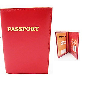 Red Leather Passport Holder RFID Blocking Case Cover Access Reader Id Travel New