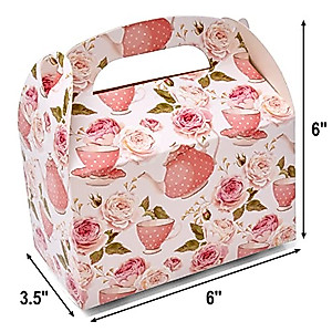 24 Pack Tea Party Favor Gift Boxes Floral Teapot Paper Treat Box Bag Wrapping for Tea Pot Theme Bridal & Baby Shower Wedding Birthday Party Supplies Decorations Fill with Candy Cupcake Goodies Prizes