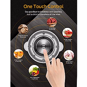 Electric Food Processor & Vegetable Chopper, Elechomes High Capacity 8-Cup Blender Grinder for Meat, Onion, Powerful 300W Motor & 4 Detachable Dual Layer Stainless Steel Blades, BPA-Free Glass Bowl