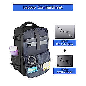 Travel Laptop Backpack, 40l Extra Large Laptop Backpack for Men Women, Business Carry on Backpack with USB Charging Port Fits 17 Inch Notebook, College Bookbag Duffel Bag for Weekender Work, Black