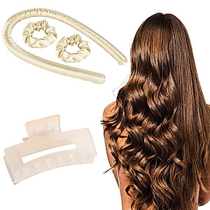 Heatless Hair Curlers for Long Hair To Sleep In Overnight No Heat Silk Curlers Headband Heatless Curling Rod Headband Soft Foam Hair Rollers Curling Ribbon Rods for Natural Hair with Clip