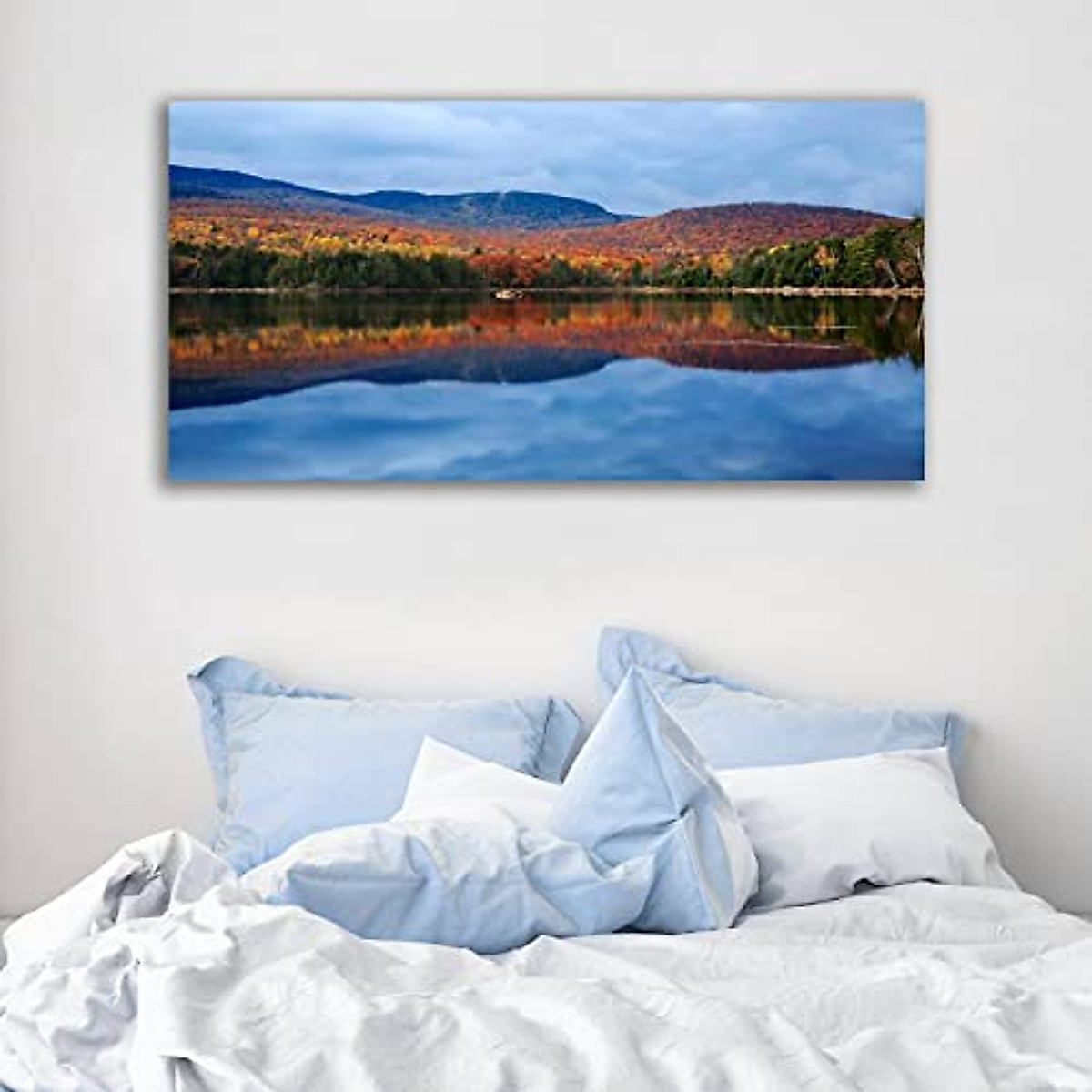 Framed Canvas Wall Art Print On Canvas Loon Lake Pictures Posters Artwork for Living Room Bedroom Ready to Hang Wall Decor 20X40