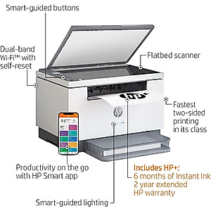 HP Laserjet MFP M234dwe Wireless Monochrome All-in-One Laser Printer, Print&Copy&Scan, 600x600 dpi, 30ppm, Duplex Printing, 1.27" LCD Display, Wi-Fi, Ethernet, Lanbertent Printer Cable (Renewed)