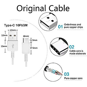 Authentic Short 8inch USB Type-C Cable for Oppo Reno2 Also Fast Quick Charges Plus Data Transfer! (White)