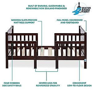 Dream On Me Hudson 3 In 1 Convertible Toddler Bed In Espresso, Greenguard Gold Certified, JPMA Certified, Non Toxic Finishes, Made of Sustainable New Zealand Pinewood