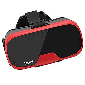 Tzumi Dream Vision Virtual Reality Smartphone Headset, Retracteable Built-in Ear Buds,fits all phones up to 6 inch, 360 Video Capability, Lightweight with high durability, Works with all VR apps. Red