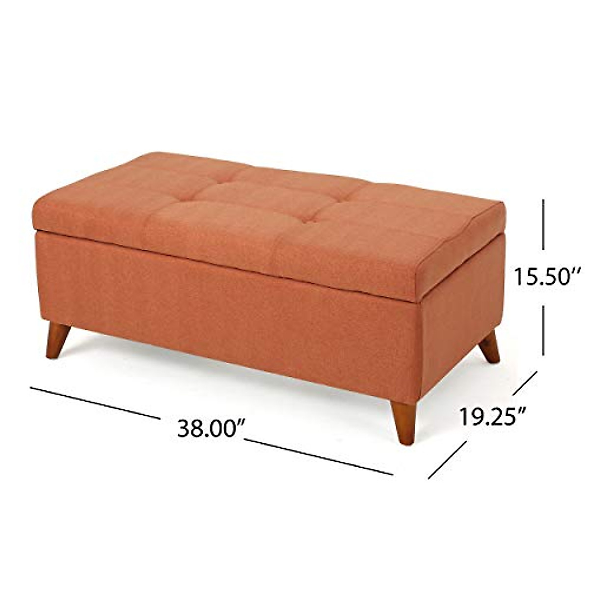 Christopher Knight Home Harper Fabric Storage Ottoman, Orange