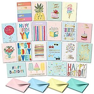 Sweetzer & Orange Birthday Happy Birthday Cards with Envelopes and Birthday Card Assortment Box. Variety Set of 20 Assorted Birthday Cards with Envelopes, Bulk Greeting Cards Assortment II