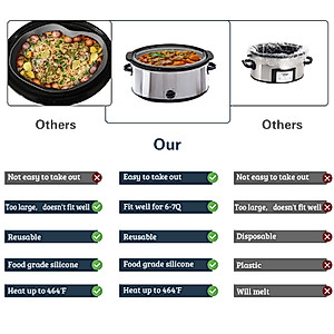 Slicone Crockpot Liner, Crock Pot Liners Reusable Slow Cooker Liners Fit Crock-Pot 6 Quart Oval Crock Pot, Crockpot Liners Leakproof Dishwasher Safe Cooking Liner Hamilton Beach Crockpot Liner