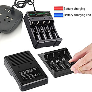 18650 Battery Charger 4 Bay, 18650 Charger for 3.7V Li-ion TR IMR 10440 14500 16650 18650 16340(RCR123) Batteries (Battery not Included)