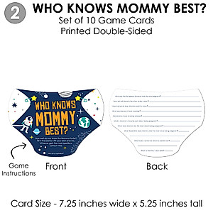 Big Dot of Happiness Blast Off to Outer Space - 4 Rocket Ship Baby Shower Games - 10 Cards Each - Gamerific Bundle