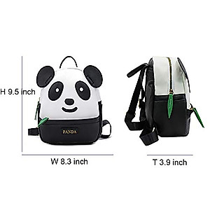 GOESUP Cute Panda Pattern Backpack Women Girls Pu Leather Small Casual Shoulder Daypack Bag (Black)