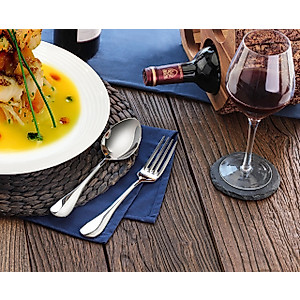 Artaste 56426 Rain 18/10 Stainless Steel Table LARGE SERVING Spoons and Forks Set, of 6 in Each, Silver