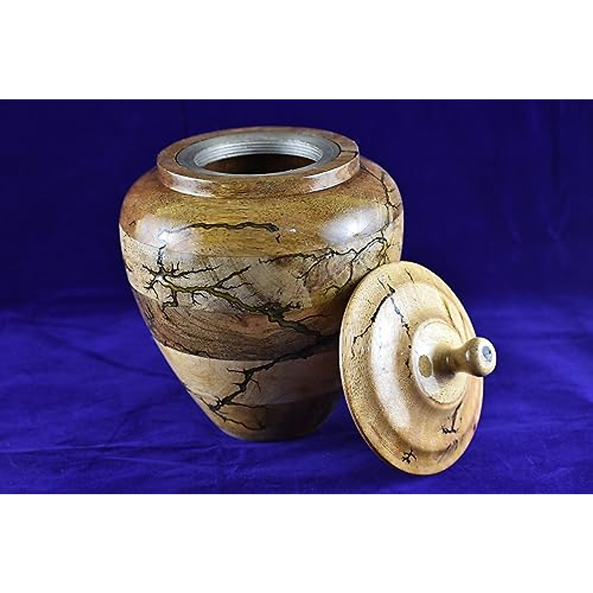 Royal Yellow Lichtenberg Figure Urn for Human Ashes Wooden Urn Box with Lid Pet urn Cremation urn Burial Urn Box Adult Funeral Urn Resin Urn Ashes Keepsake Urn for Ashes Wooden Urns (Extra Large)