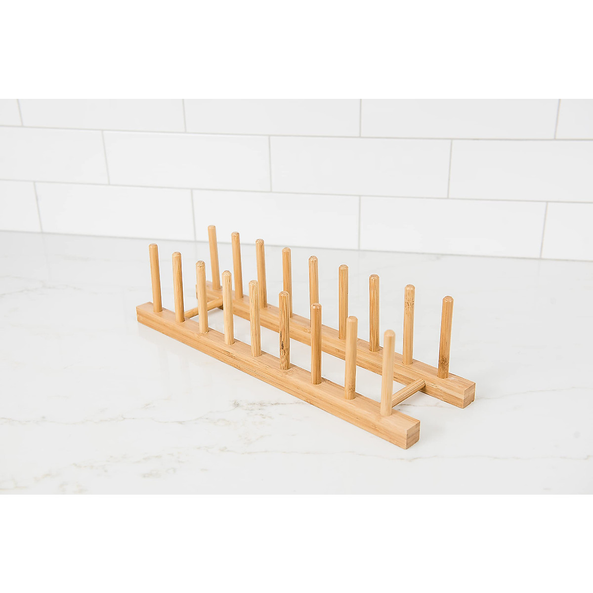 Lipper International 887 Bamboo Wood Plate Rack and Pot Lid Holder, 15-3/8" x 4-3/8" x 4"
