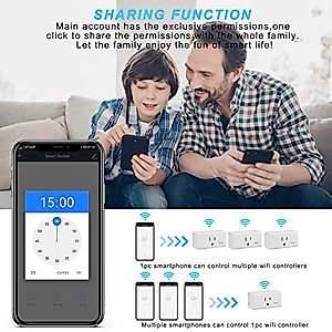 Smart Plug, WGGE WiFi Smart Plug Outlet Compatible with Alexa or Google Assistant, APP Remote Control Anywhere, Timer Function, No Hub Required, 2.4 Ghz Network Only (White / 2 Pieces)