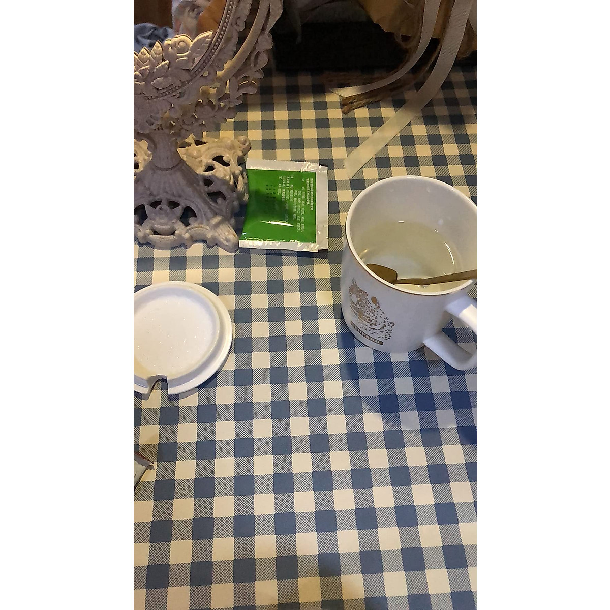 HDsticker Self Adhesive Vinyl Decorative Blue Plaid Shelf Liner Contact Paper for Cabinets Dresser Drawer Table Furniture Wall Decal 17.7X117 Inches