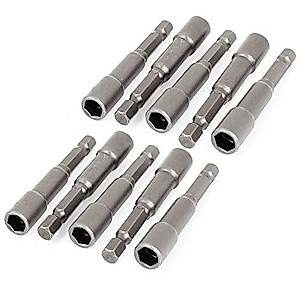 Yakamoz 10Pcs Magnetic Nut Setter Driver Drill Bit Set 1/4" Hex Shank to 1/4" Hex Socket Power Nut Driver Bits, 2-Inch Length