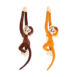 zhidiloveyou 2PCS Hanging Monkey Stuffed Animals Plush Cute Monkey Toy for Kids Adults, 27.6"