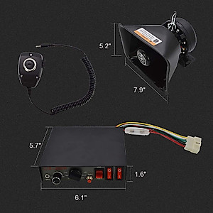 Police Siren Speaker - DC 12V 200w Car PA System kit with emergency siren horn Speaker loud 9 sound Wired Handheld Microphone Loudspeaker Emergency Siren Electronic For vehicles Truck UTV ATV