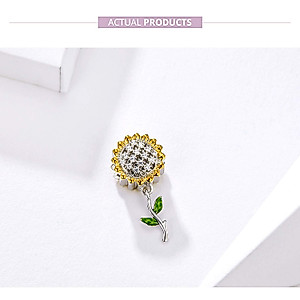 Sunflower Charm Fit Pandora Charms Bracelet and Necklace You Are My Sunshine Charm Gifts for Women Sparkling AAA Zircon Paved