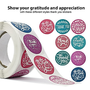Thank You Stickers, 1000pcs Thank You Sticker Rolls, 2 Roll Thank You Sticker Envelope Seals for Packaging, Envelope Stickers, Thank You Stickers for Small Bussiness