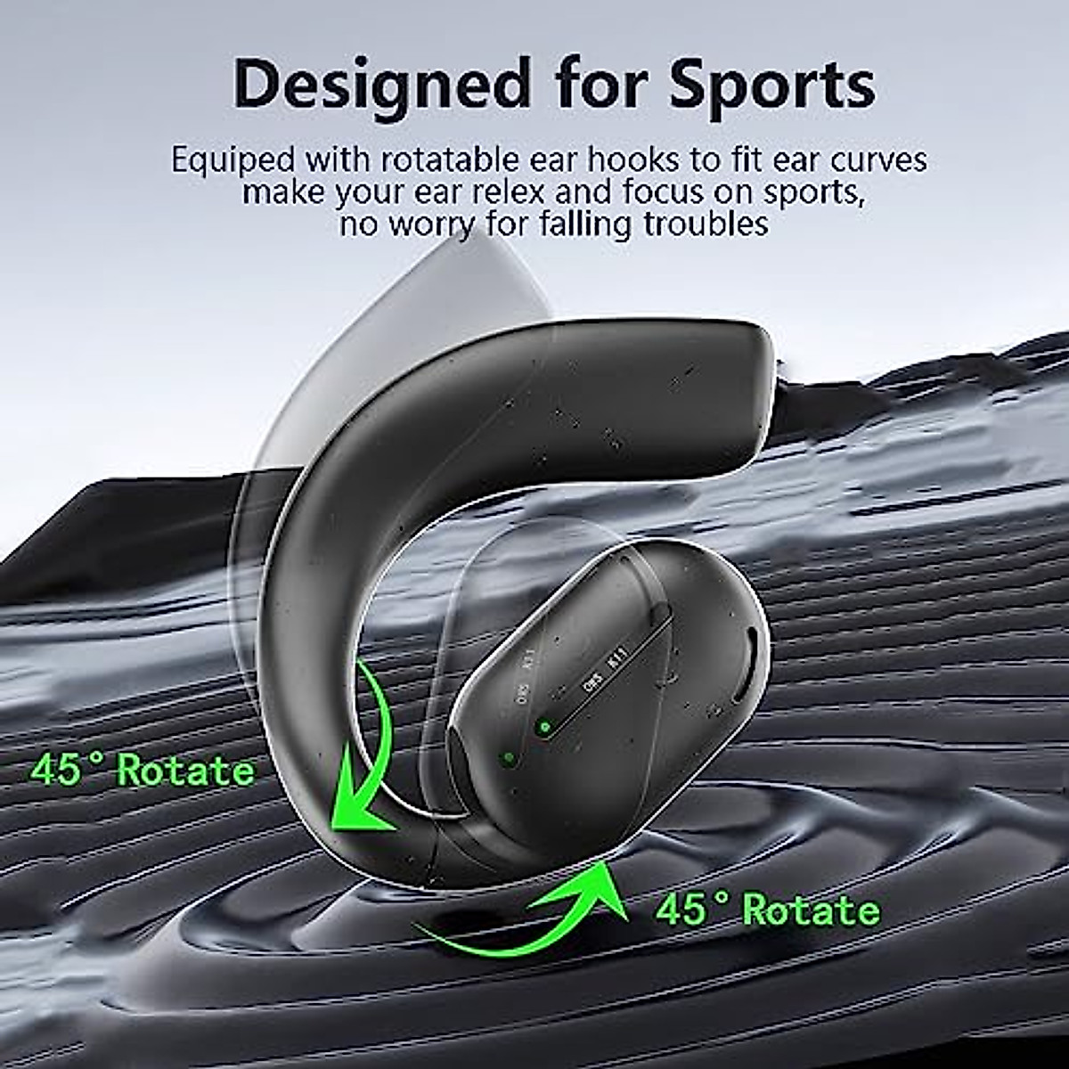SUYUZREY Open Ear Earbuds,【Rotatable earhook 】 Wireless Bluetooth Open Ear Headphones,Bluetooth 5.3 Earphones with 16.2 Dynamic bass Sound,Open Sports Earbuds, 40h Playback time