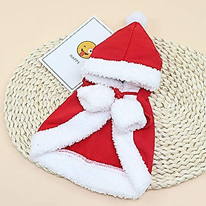 LIYJTK Winter pet New Year's cat and Dog Clothes Costumes Christmas red Cape with hat New Year's Small red Cape Warm Funny pet Dress up Puppy Kitten pet Clothes(M)