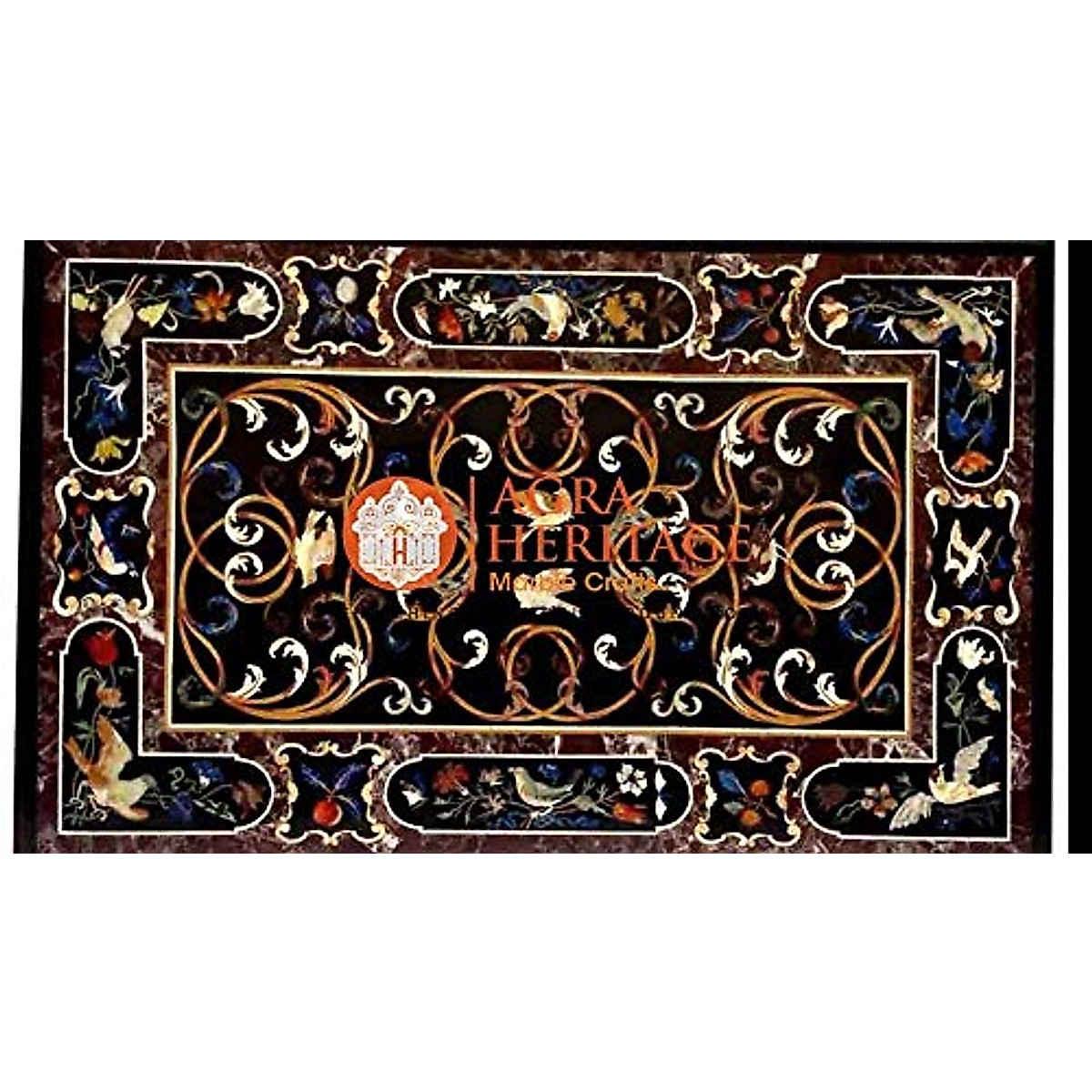 Marble Center 48"x36" Inches Dining Table Top Pietradura Inlay Hallway Decor Furniture