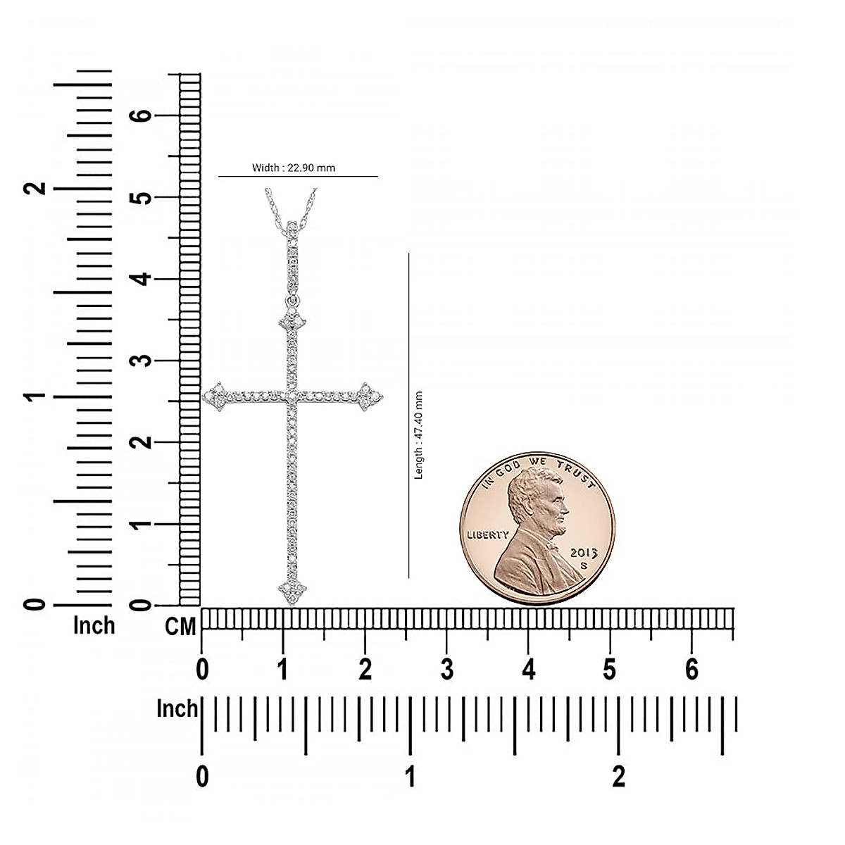 ARAIYA FINE JEWELRY 10K White Gold Round-shape Diamond Cross Pendant with Sterling Silver Rope Necklace (1/3 cttw, I-J Color, I2-I3 Clarity), 18''