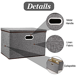 Fassave Foldable Storage Bins with Lids, 2 Packs Fabric Storage Container Basket Cube with Handles for Office, Bedroom, Closet (Large-2 Pack, Dark Green)