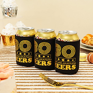 Crisky 30th Birthday Can Cooler Happy 30th Birthday Decorations for Men, Can Coolies Beverage Sleeve for 30 Year Old Birthday Gift Ideas Birthday Party Favors for Him, 12 Pack, Black & Gold