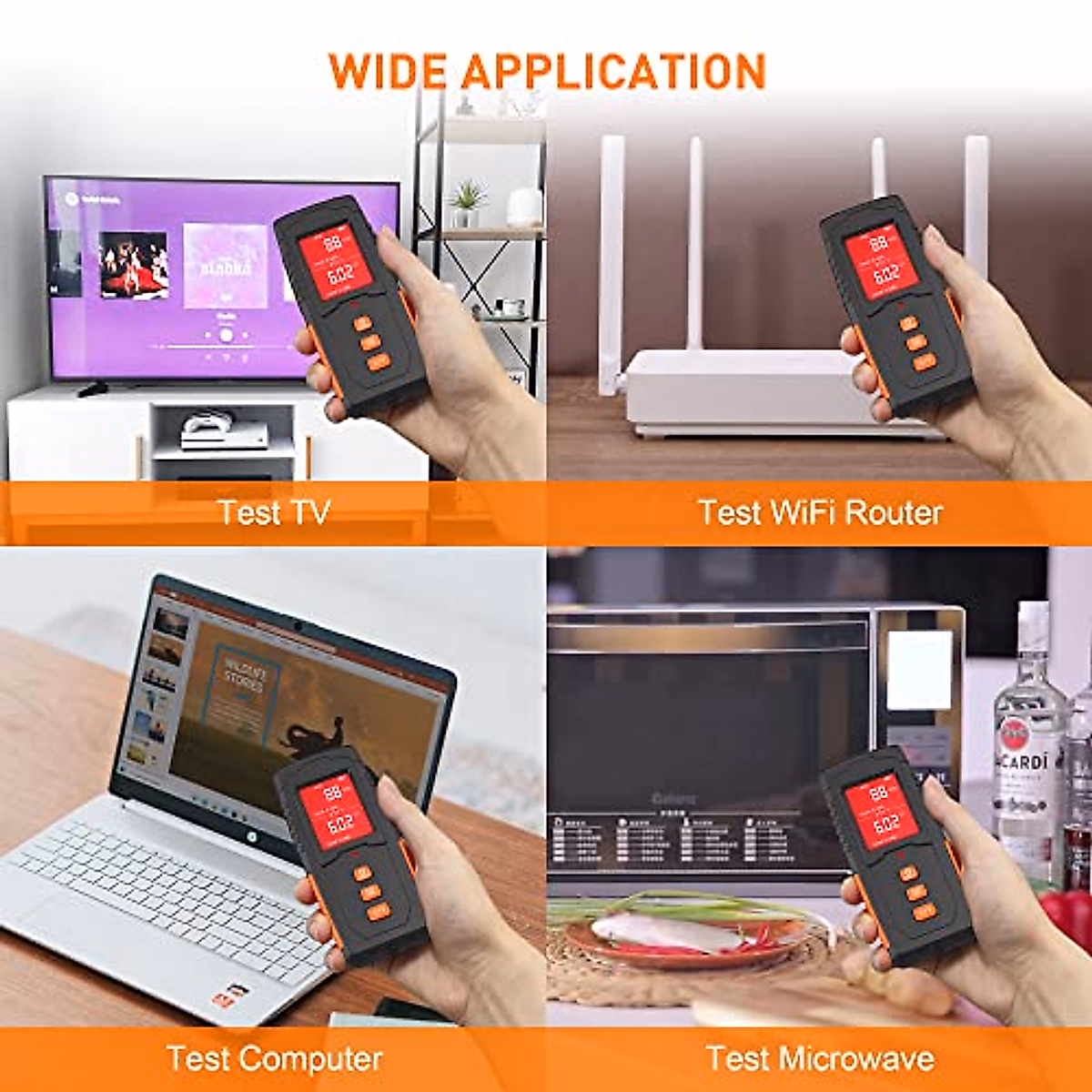 NOPWOK EMF Meter Rechargeable Electromagnetic Field Radiation Detector Handheld Digital LCD EMF Reader Temperature Measure, Tester for Home Inspections, Outdoor and Ghost Hunting