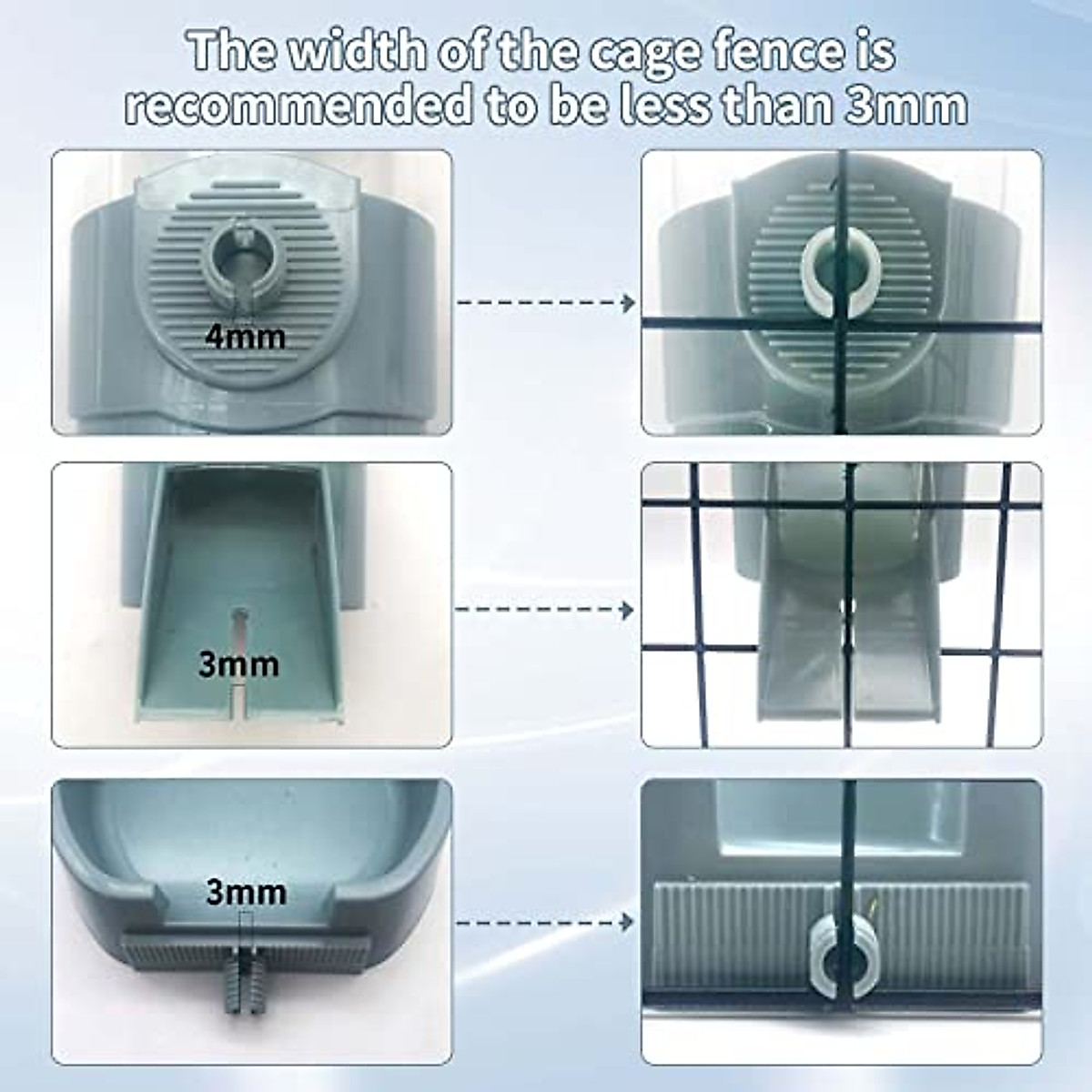 Tfwadmx Rabbit Hanging Auto Food Water Dispenser Pet Cage Suspended Food Water Bowl Chinchilla Gravity Detachable Feeder Waterer Set for Puppy Kitten Bunny Ferrets Guinea Pig (Blue)