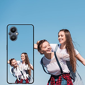 WOWTIFY Custom Phone Case for OnePlus Nord N20 5G,Personalized Photo Phone Cases,Customized Picture Phone Cover for Birthday Xmas Valentines Friends Her and Him, Black Soft Case