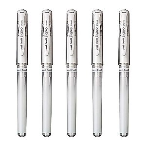 Uni-Ball Signo Broad Point Gel Impact Pen White Ink-1.0mm Value Set of 5