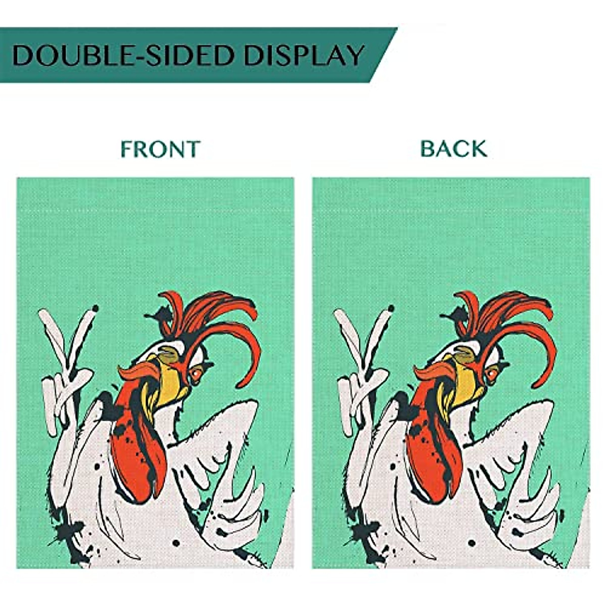 Uanvaha cock Small Garden Flag for Outside cartoon Funny chicken showing victory sign and winking rooster akimbo Burlap Welcome Yard Flags Outdoor Farmhouse Home Decor 12.5X18 Inch