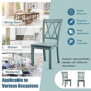 Giantex Set of 4 Dining Chairs, Rubber Wood Dining Room Chair, Farmhouse Dining Side Chairs, Max Load 400 Lbs, Wooden Kitchen Chairs for Home Kitchen, Dining Room