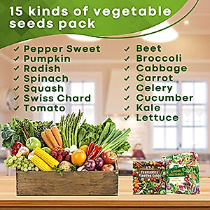 15 Survival Heirloom Vegetable Seeds for Planting Your Home or Survival Gear, Vegetable Garden Starter Kit - Outdoor and Indoor Home Gardening (15 Variety)