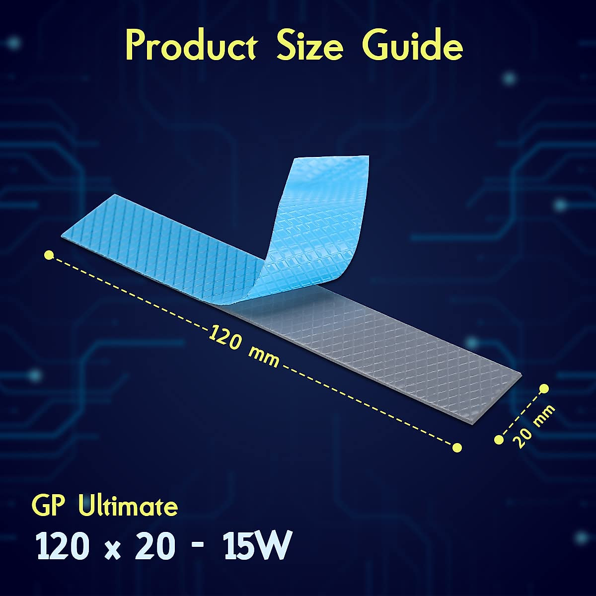 Gelid Solutions GP-Ultimate 15W- Thermal Pad 120x20x2.0mm. Excellent Heat Conduction, Ideal Gap Filler. Easy Installation.